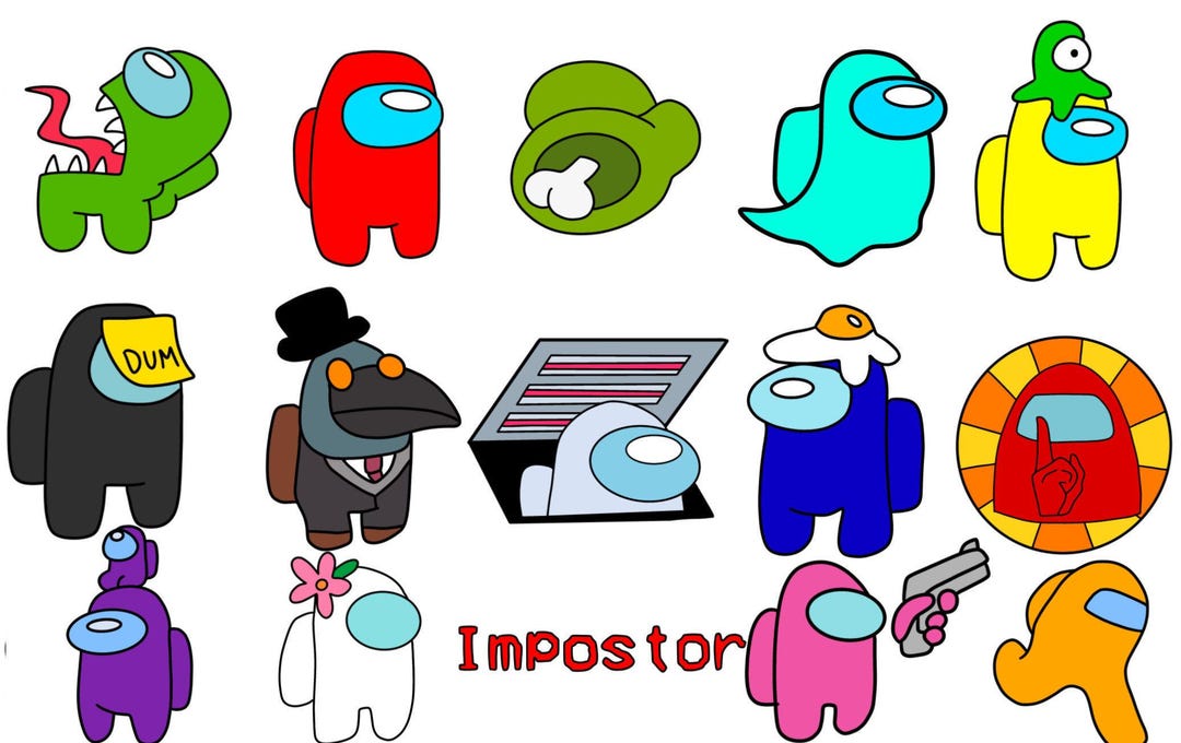 10 Colored Layered Among Us Video Game Cartoon SVG File Bundle for ...