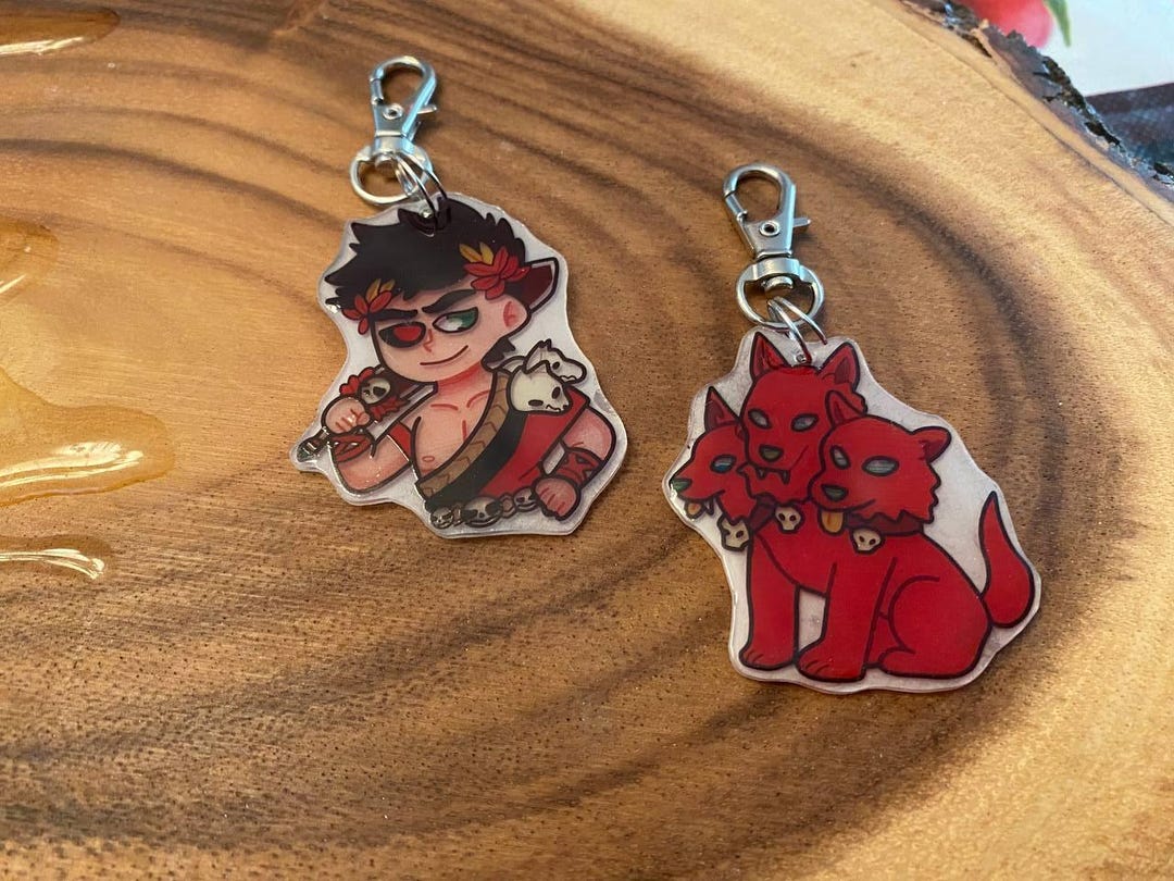 Hades Video Game Hand Drawn Shrink Plastic Keychains- Zagreus, Cerberus ...