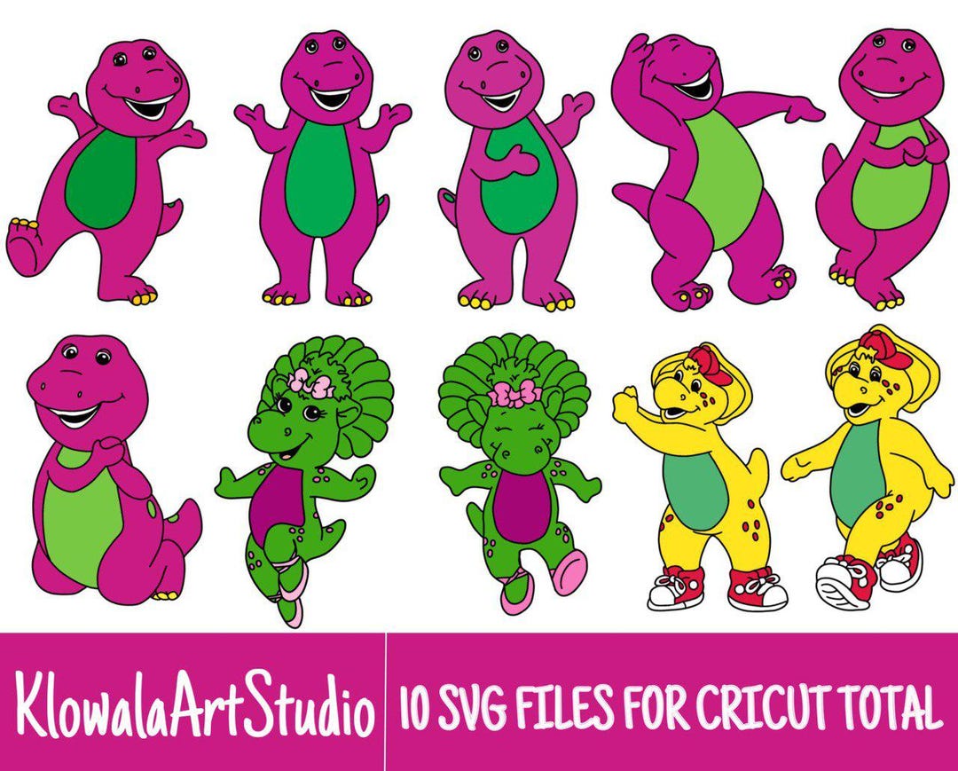 10 Barney Cartoon SVG Files Total/bundle for Cricut, SVG, Layered ...