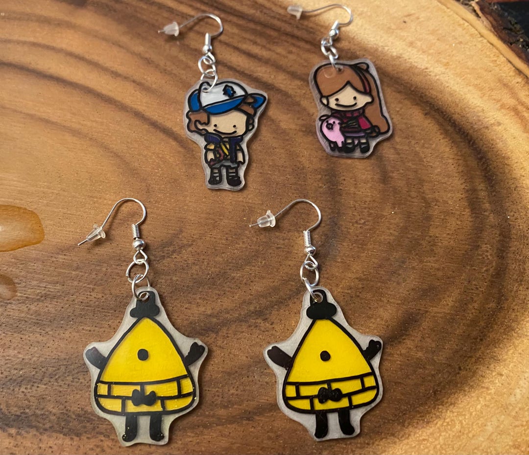 Gravity Falls Bill Cipher Mabel Dipper Chibi Hanging Earrings - Etsy