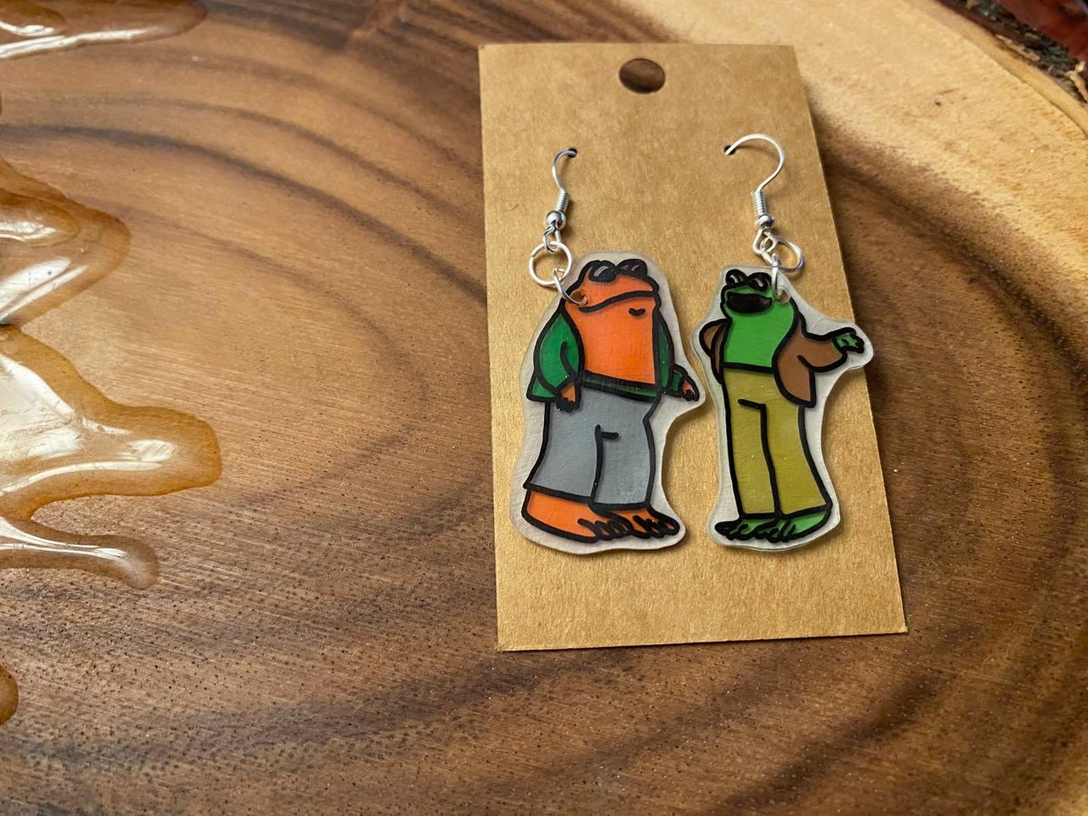 Frog and Toad Cartoon Hanging Shrinky Dink Earrings - Etsy