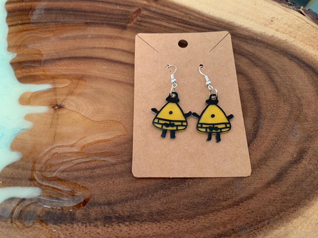 Bill Cipher Pyramid Gravity Falls Chibi Hanging Earrings - Etsy