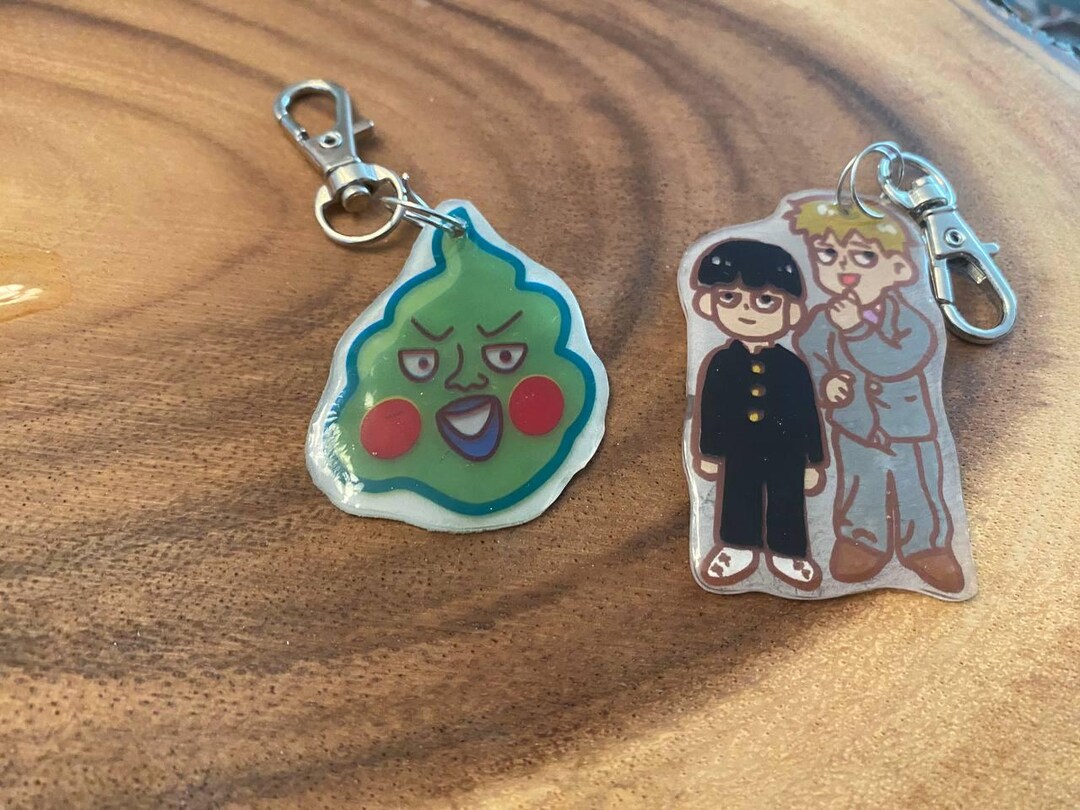 Mob Psycho 100 Anime Hand Drawn Shrink Plastic Keychains- Mob, Reigen ...