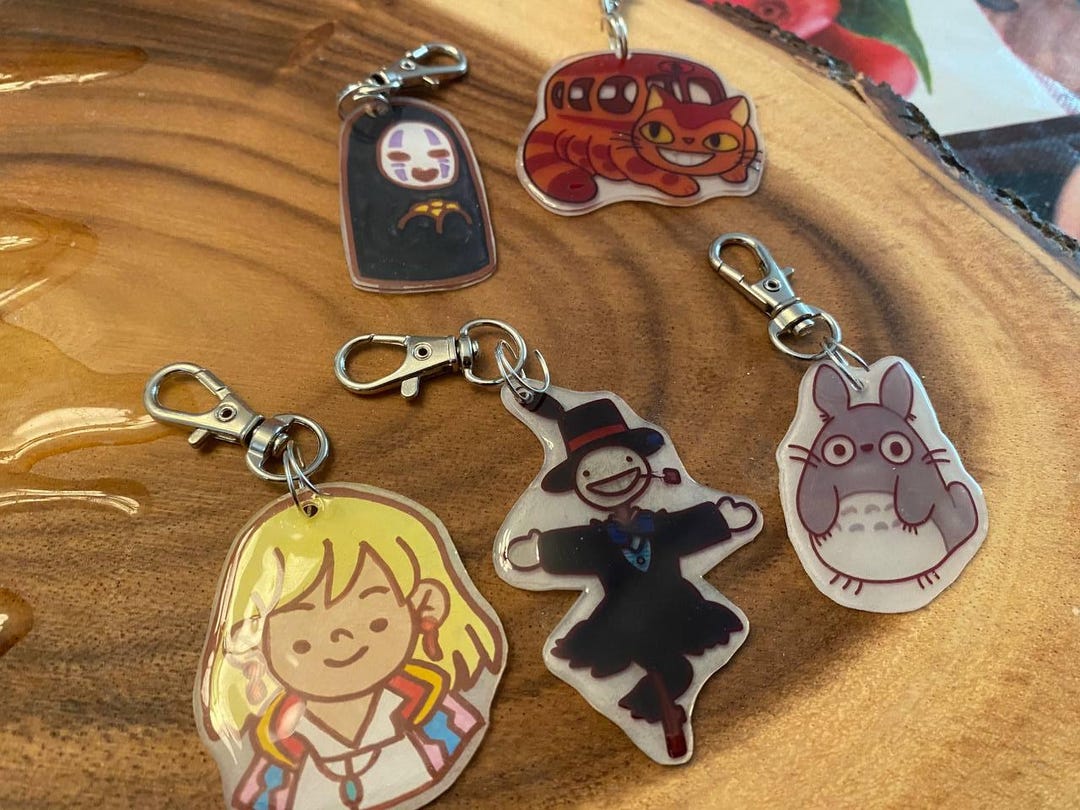Ghibli Shrink Plastic Handmade Keychains- Howls Moving Castle, Totoro ...