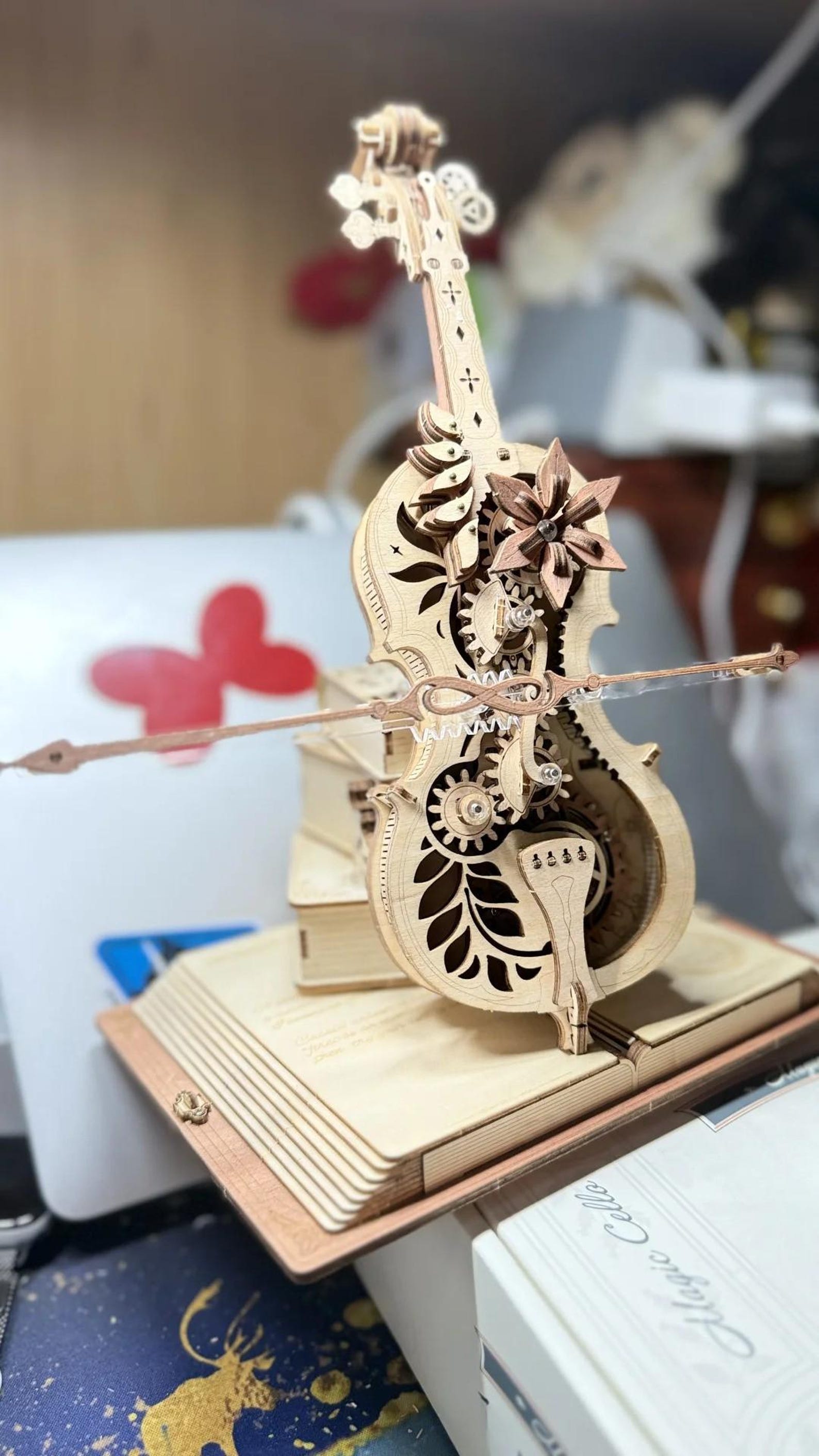 DIY Wooden Craft Auto Bowing Cello Mechanical 3D Music Box Puzzle, Home ...