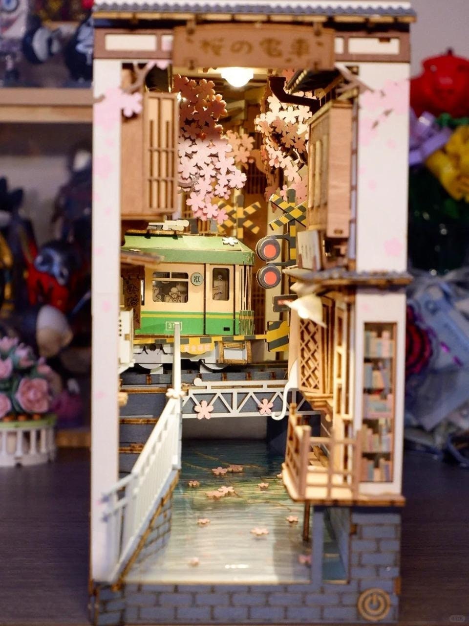 Sakura Densya Train Wooden Japanese Style Booknook, Home Décor Gift for ...