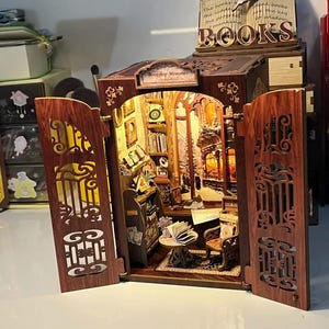 Small Size Wooden Craft Bookshop Memories DIY Open Door Book Nook, Home ...