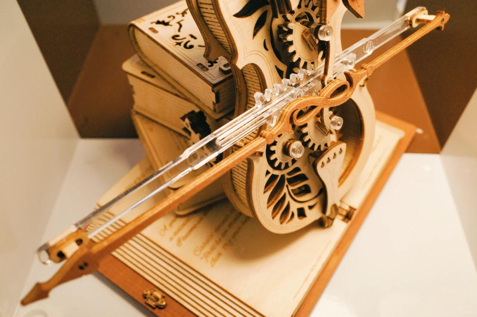 DIY Wooden Craft Auto Bowing Cello Mechanical 3D Music Box Puzzle, Home ...