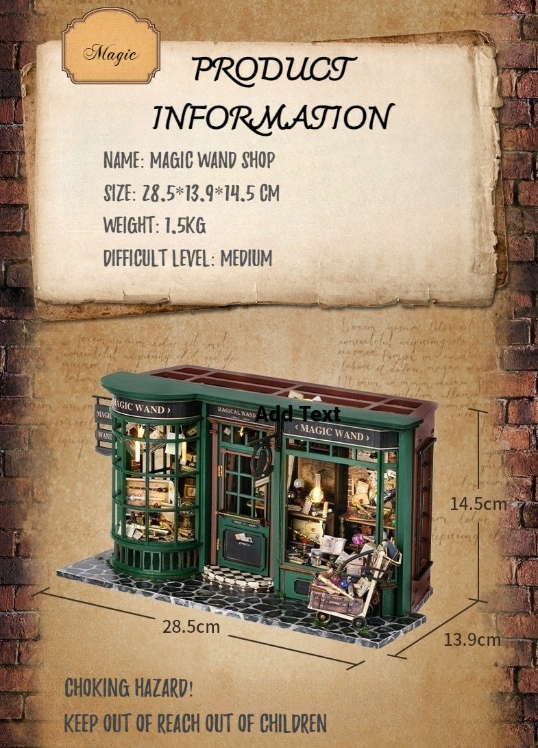 Magic Wand Shop Retro-style DIY Dollhouse, Home Décor Gift for ...