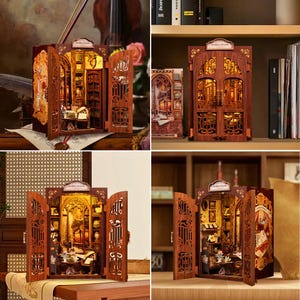 Small Size Wooden Craft Bookshop Memories DIY Open Door Book Nook, Home ...