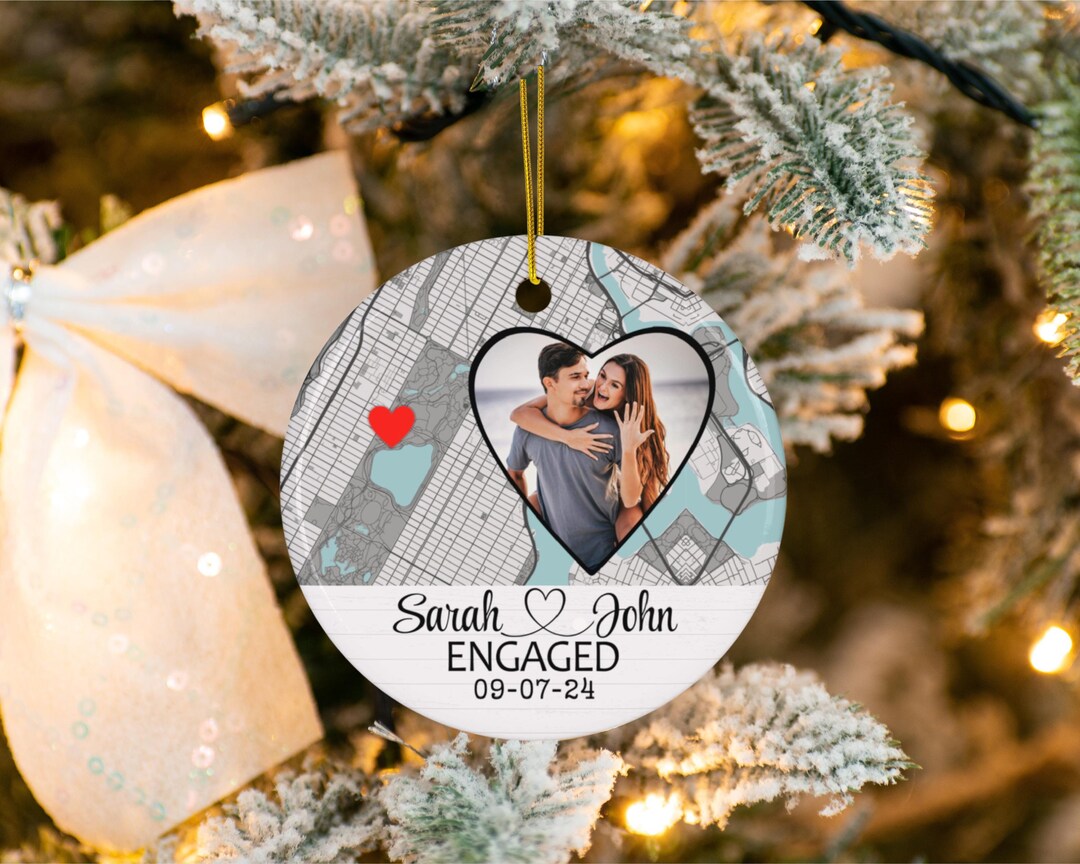 Custom Engaged Location Ornament, Personalized Engagement Gift Ornament ...