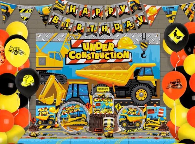 Construction Party Backdrop | Construction Party | Construction Theme ...