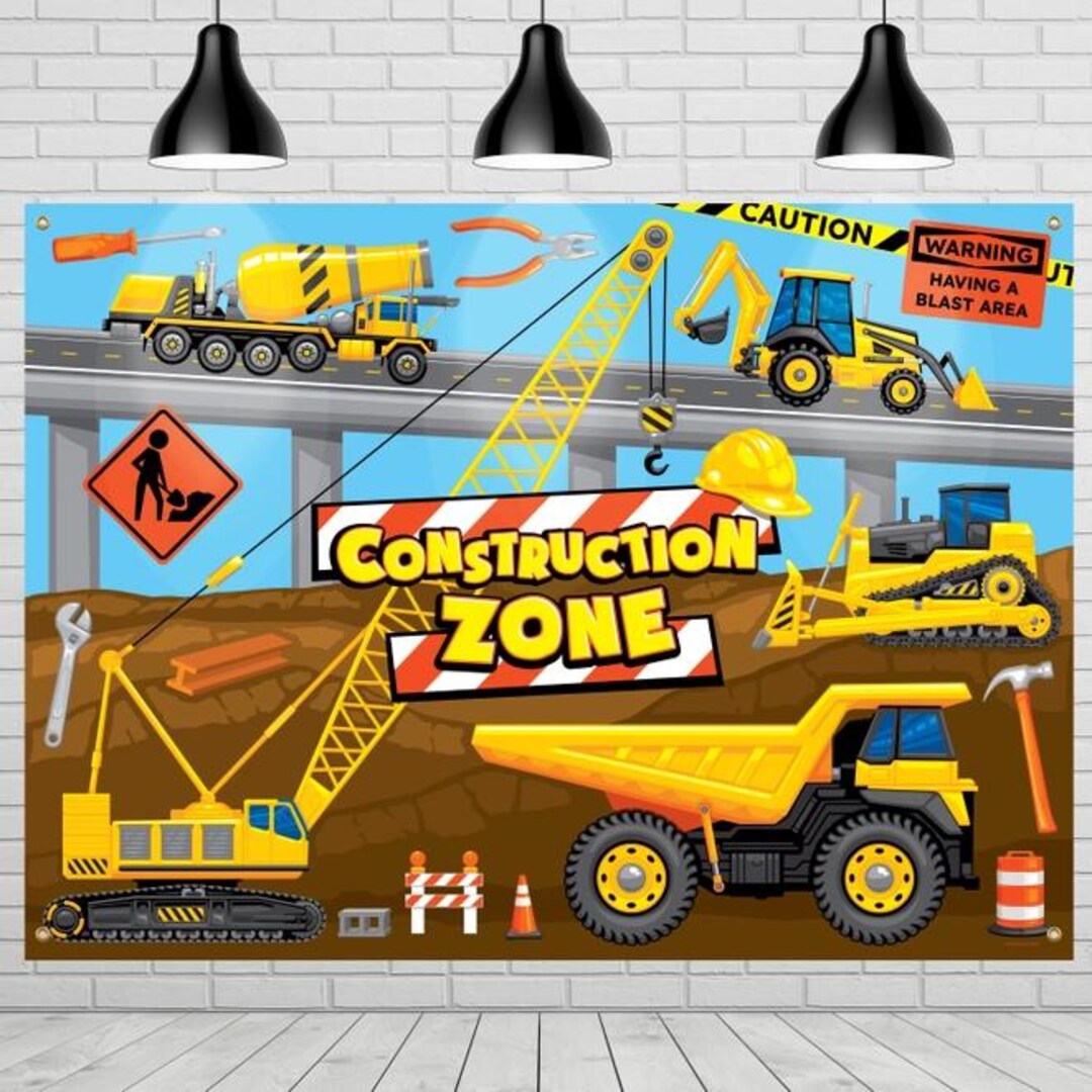 Construction Party Backdrop Banner | Construction Party | Construction ...
