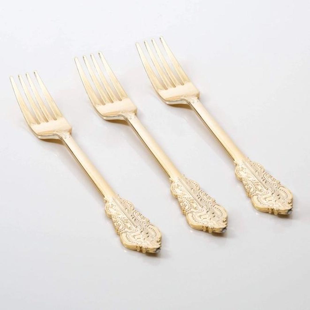 Venetian Design Gold Plastic Forks | 20 Forks - Etsy