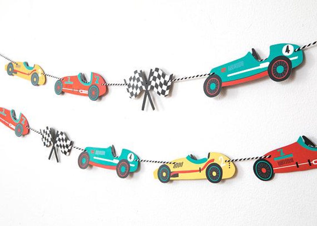 Vintage Race Car Garland | Race Car Theme | Race Car Party - Etsy