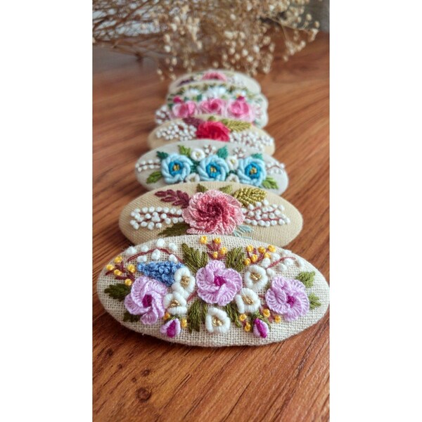 Embroidery Hair Clip - Etsy