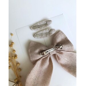 Personalized Beige Embroidered Hair Bow, Hair Accessories - Etsy