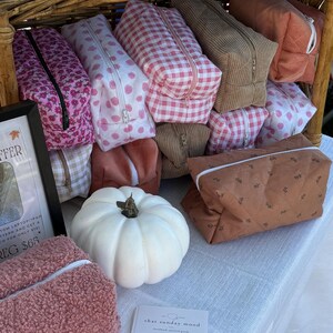 Cozy Fall Collection | Quilted Cosmetic Bag | Makeup Pouches | Gingham Cosmetic Bag | Bridesmaid ...