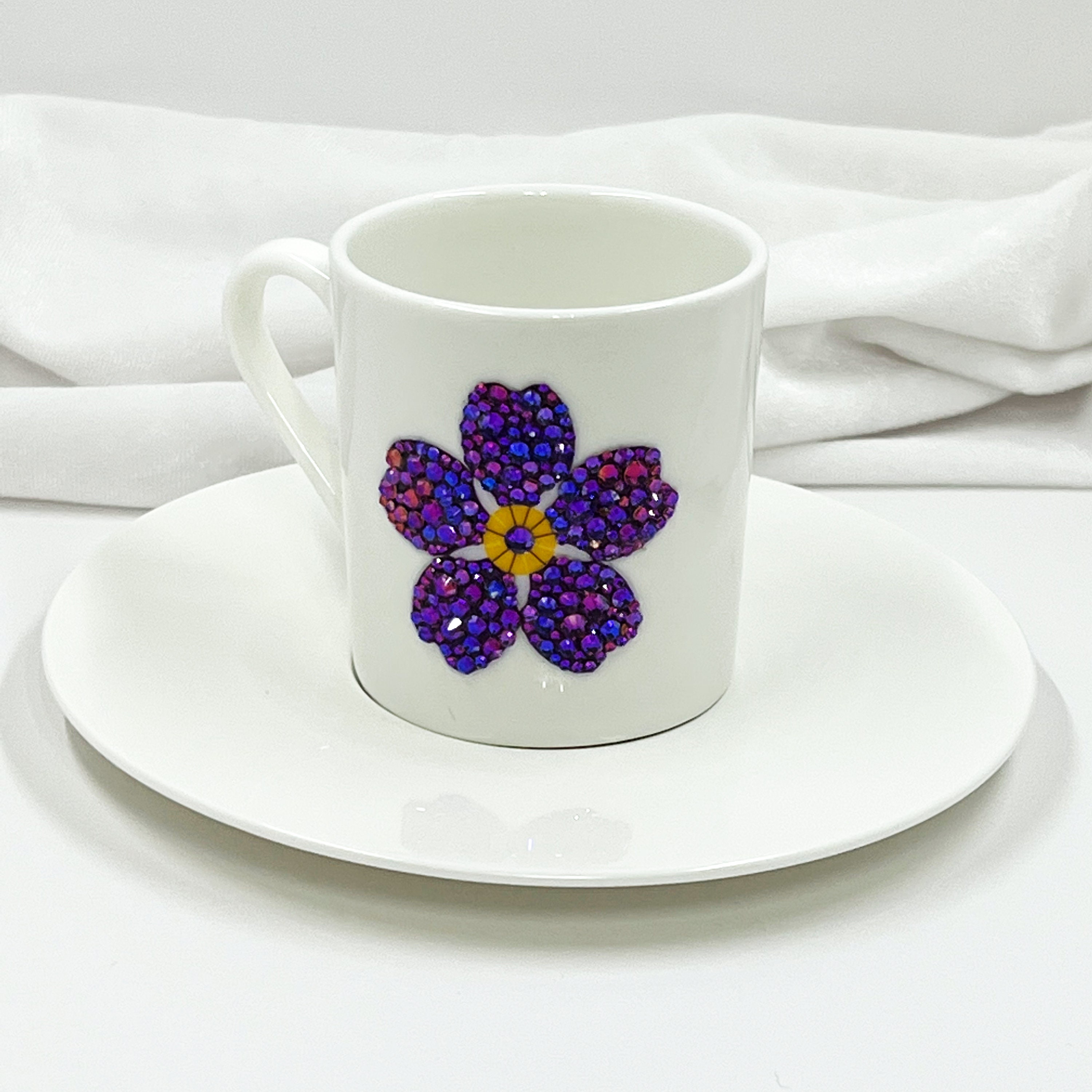 Mamy Forget-me-not Coffee Cup With Saucer, Set of 4 - Etsy