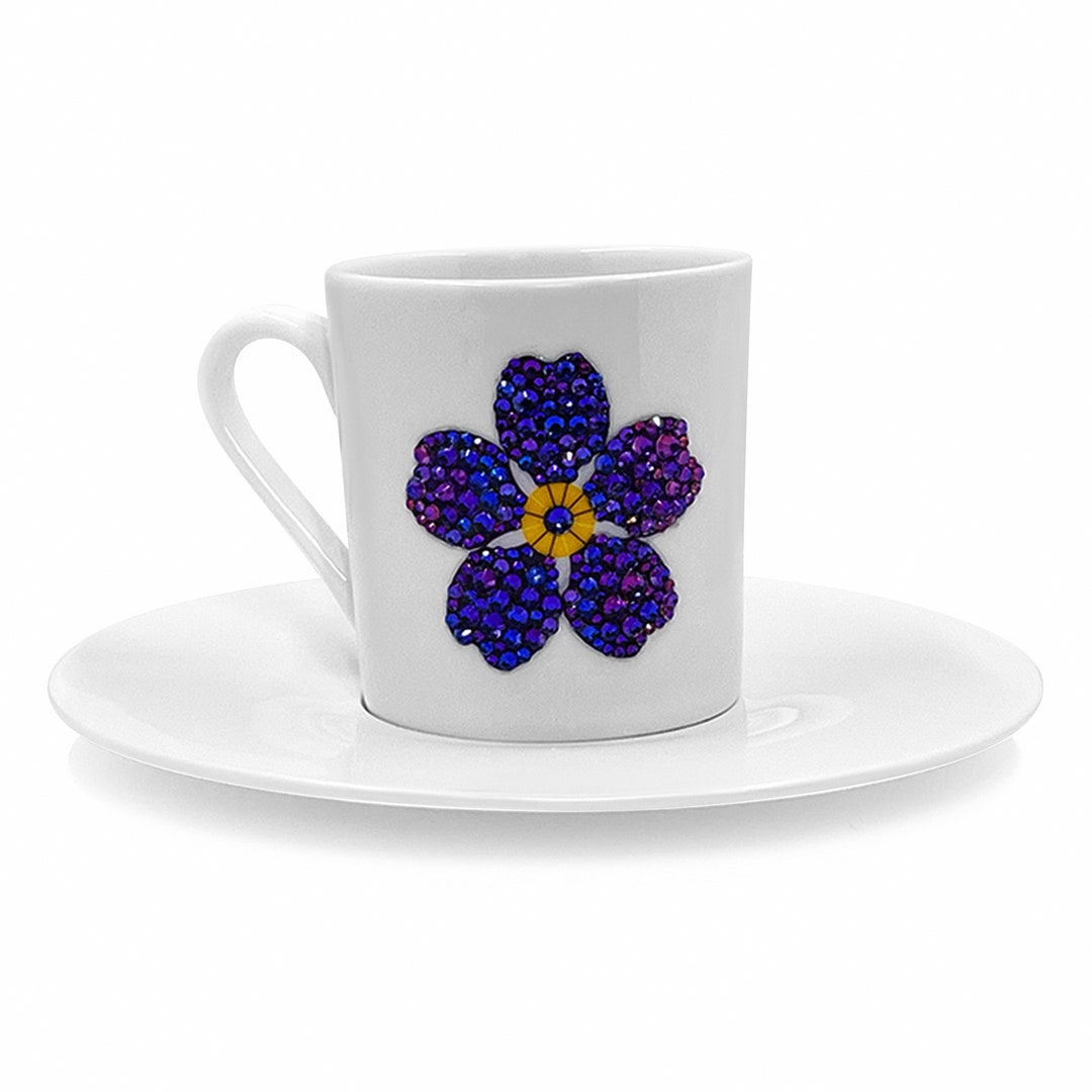Mamy Forget-me-not Coffee Cup With Saucer, Set of 4 - Etsy