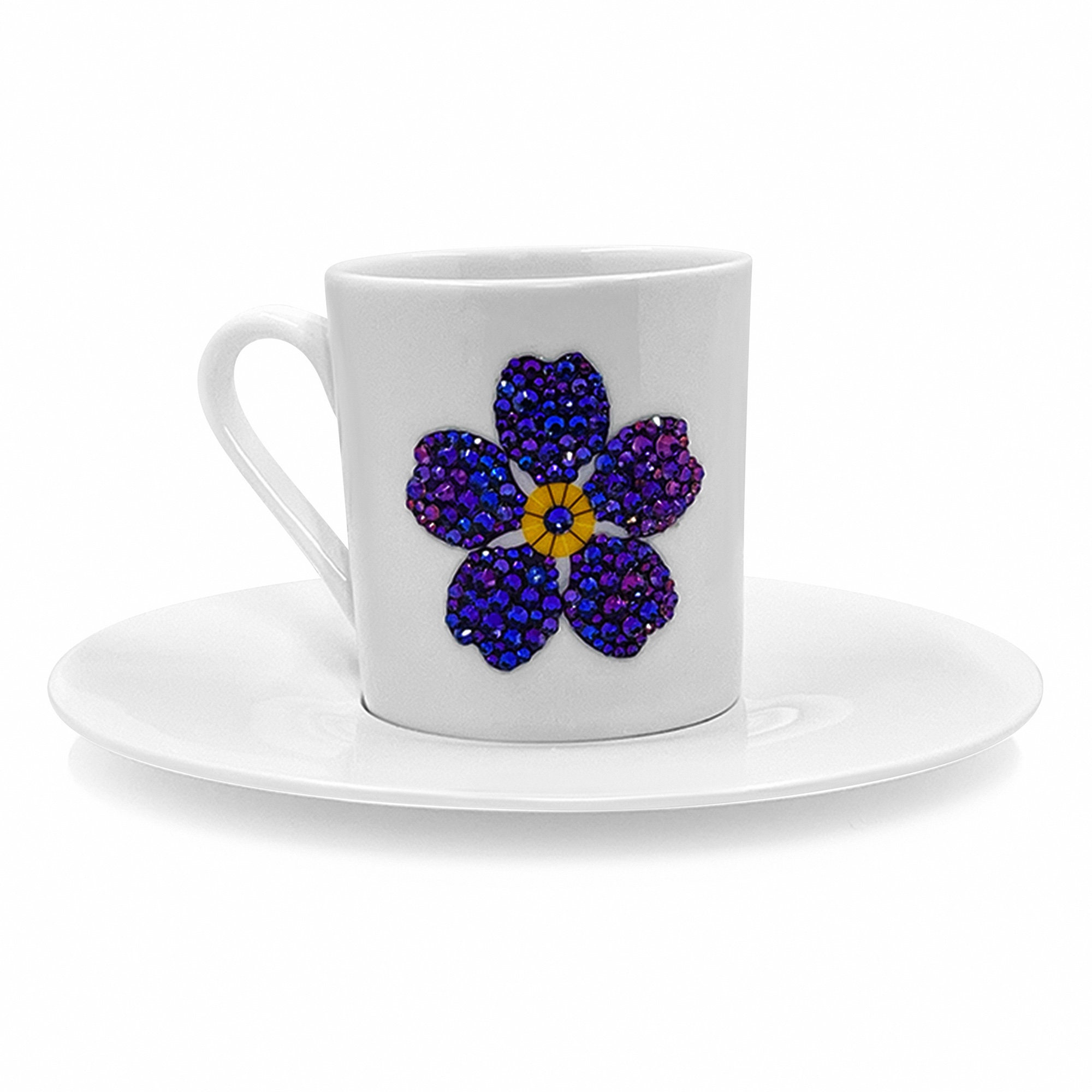 Mamy Forget-me-not Coffee Cup With Saucer, Set of 4 - Etsy