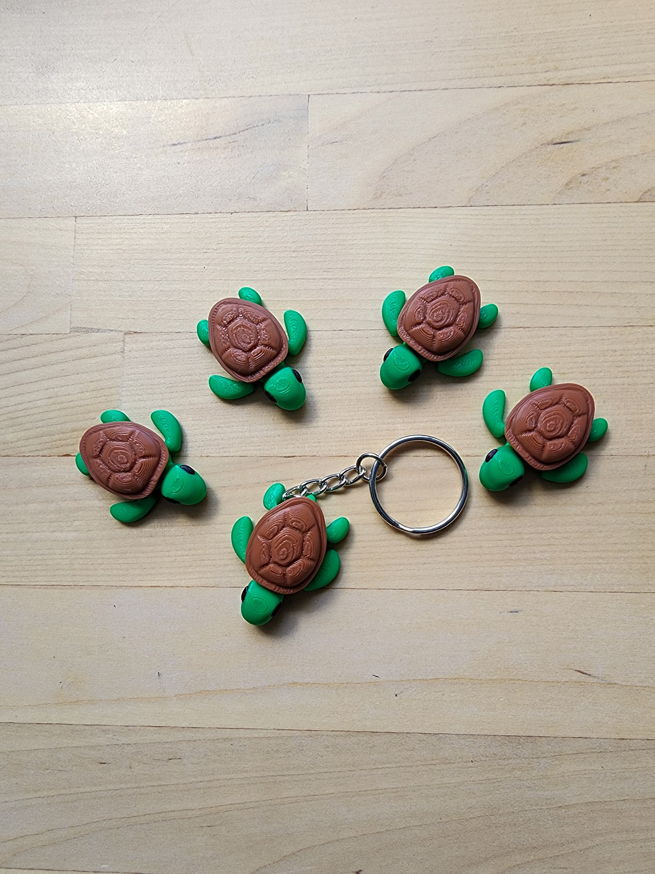 Adorable Baby Turtle Keychain - Flexible 3D Printed Articulating Design ...