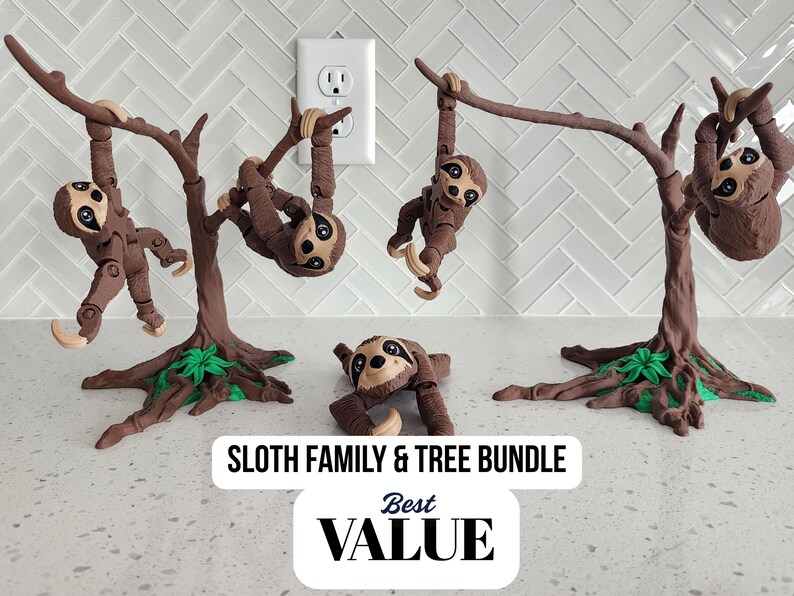 3D Printed Articulated Sloth Fidget Toy - Desk Buddy Gift - Stocking ...