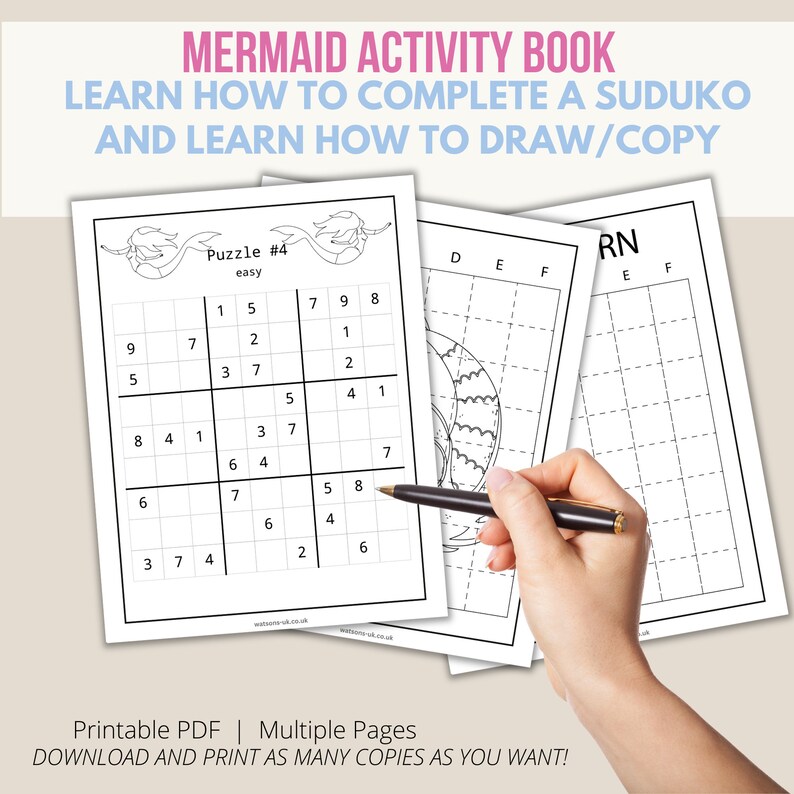 PRINTABLE DIGITAL FILE - Mermaid Activity Book, Colouring Book ...
