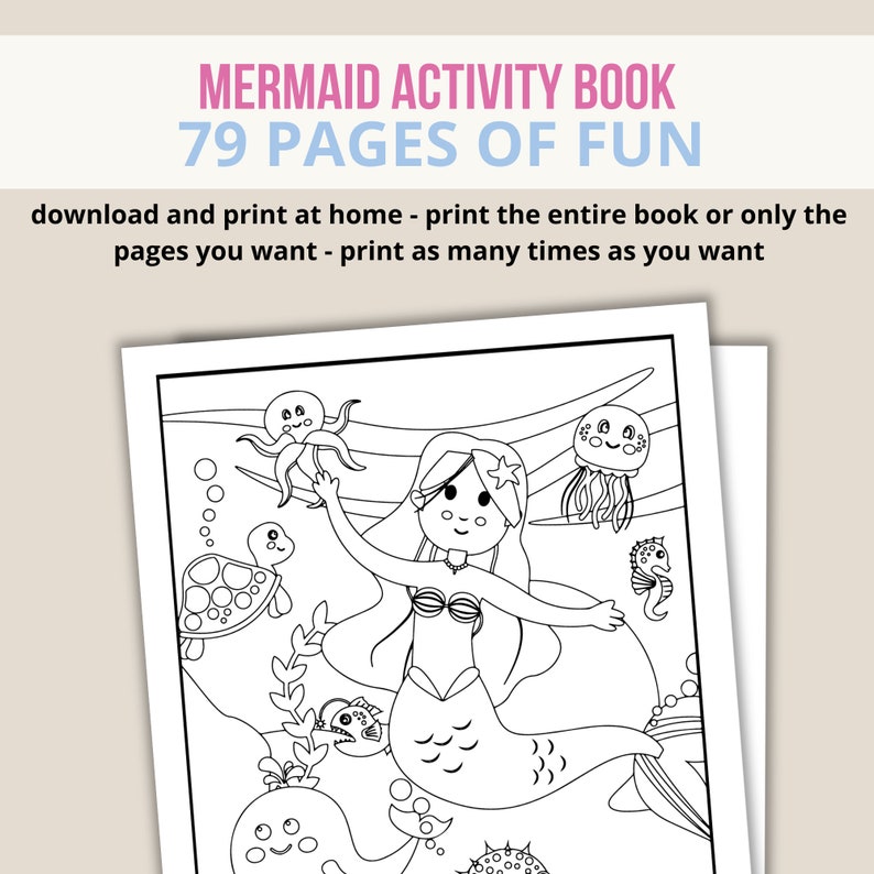 PRINTABLE DIGITAL FILE - Mermaid Activity Book, Colouring Book ...
