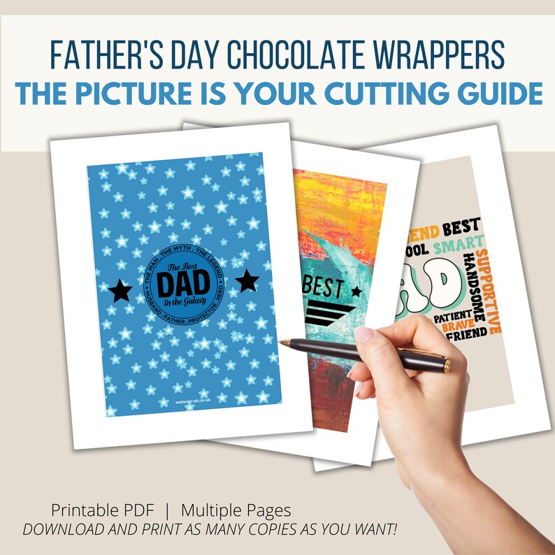 PRINTABLE DIGITAL FILE - Father's Day Chocolate Wrappers (2) for a 100 ...