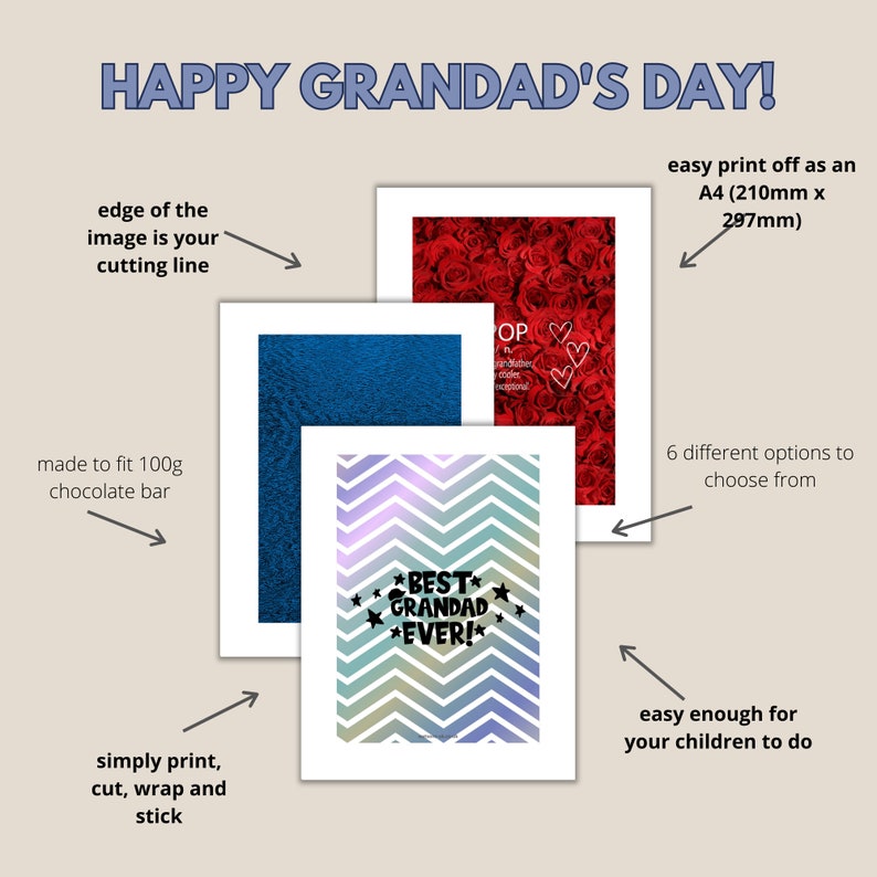 PRINTABLE DIGITAL FILE - Grandad's Day Chocolate Wrappers for a 100 ...