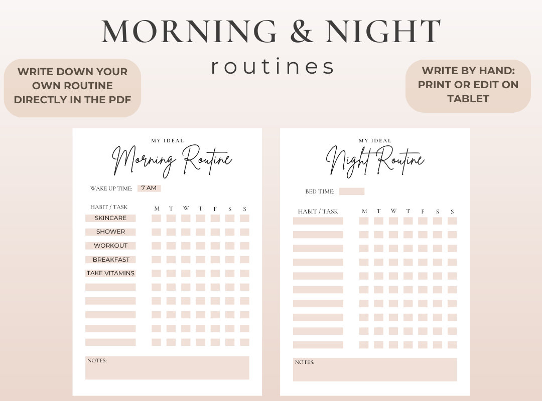 Editable Morning and Night Routine Checklist | Morning and Night ...