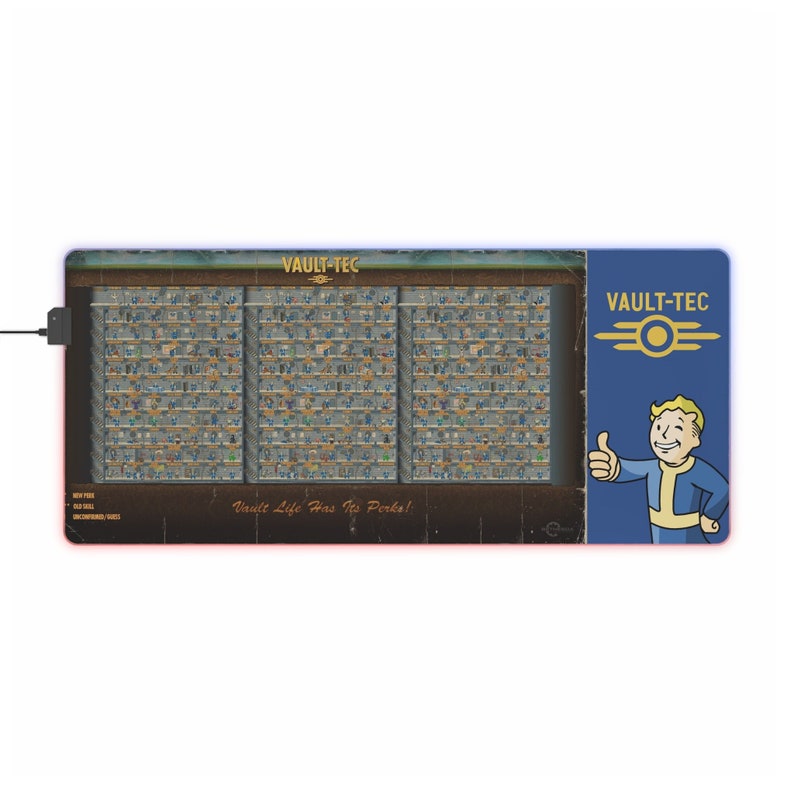 The Fallout Perk Chart Gaming Mouse Pad With RGB Led Lighting in 4 ...