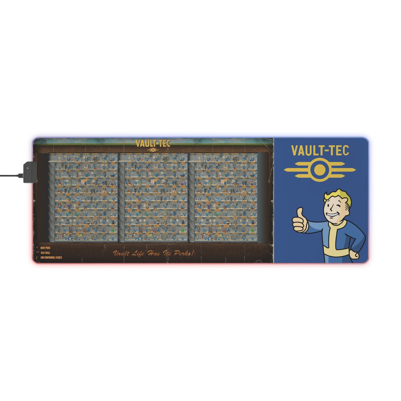 The Fallout Perk Chart Gaming Mouse Pad With RGB Led Lighting in 4 ...