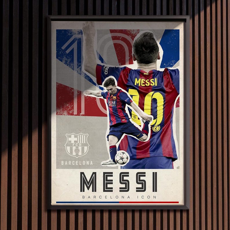 Lionel Messi Retro Poster | FC Barcelona Wall Art (digital Download) - Etsy