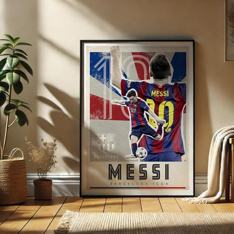 Lionel Messi FC Barcelona Retro Football Poster Prints | Argentina GOAT ...