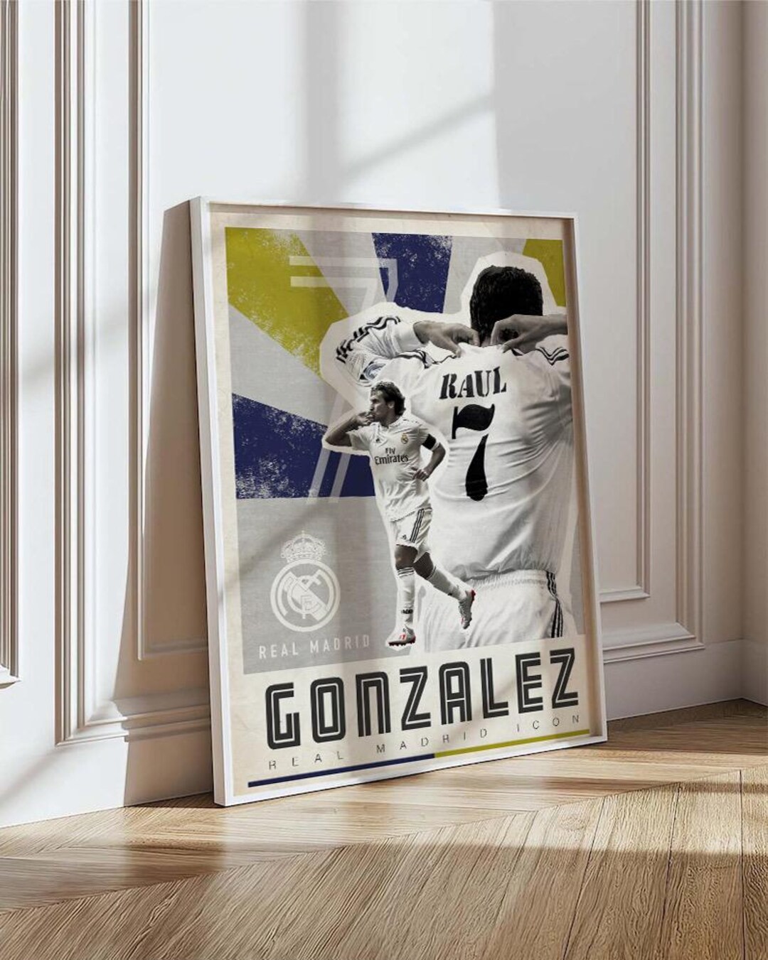 Raul Gonzalez Real Madrid Retro Football Poster Prints | La Liga ...