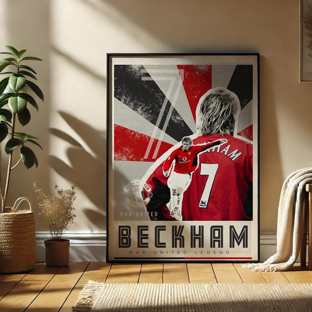 David Beckham Man United Vintage/retro Football Poster Prints | 90's ...