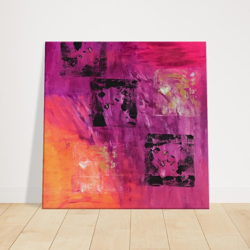 Fuchsia Pink Neon Orange Print on Canva Wall Art Hypebeast Room Decor ...