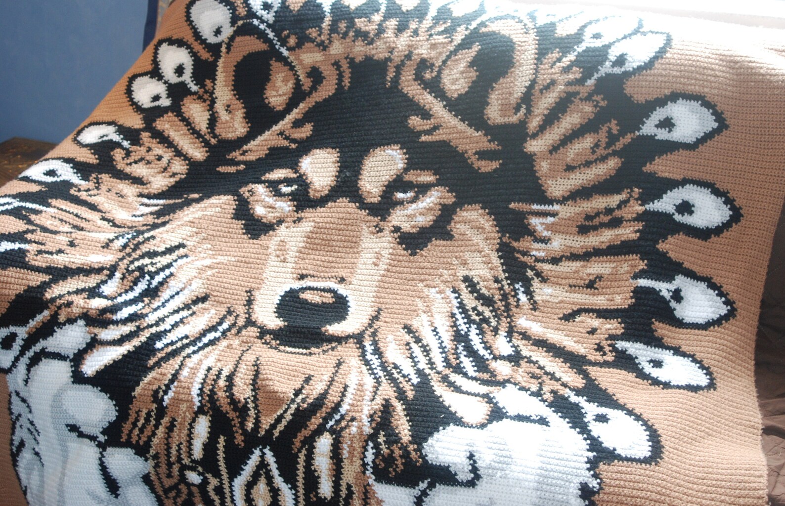 Wolf in Feathers Native American Themed Crochet Afghan Blanket (MADE TO ...