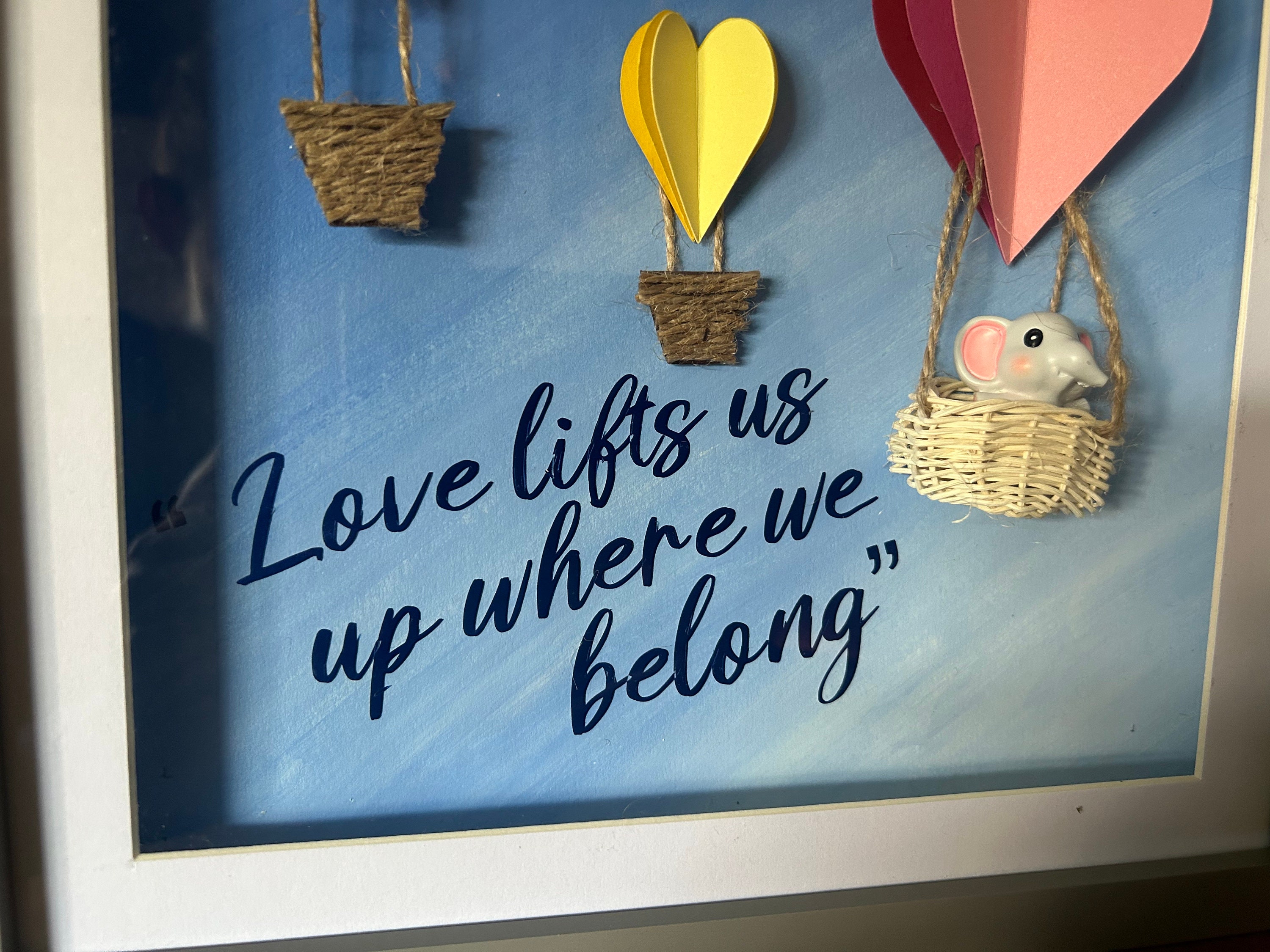 Love Hearts Hot Air Balloon Shadow Box - Etsy
