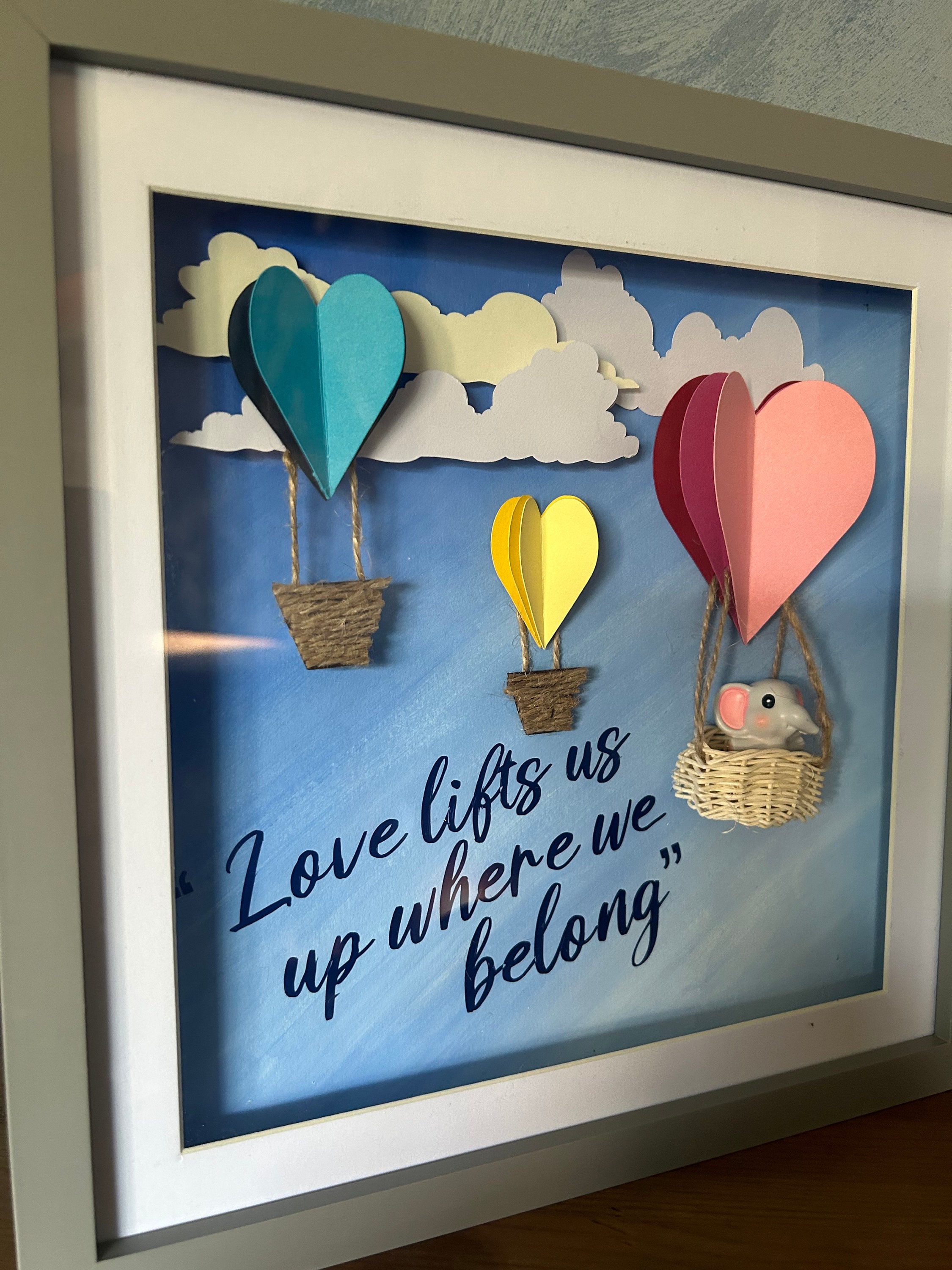 Love Hearts Hot Air Balloon Shadow Box - Etsy