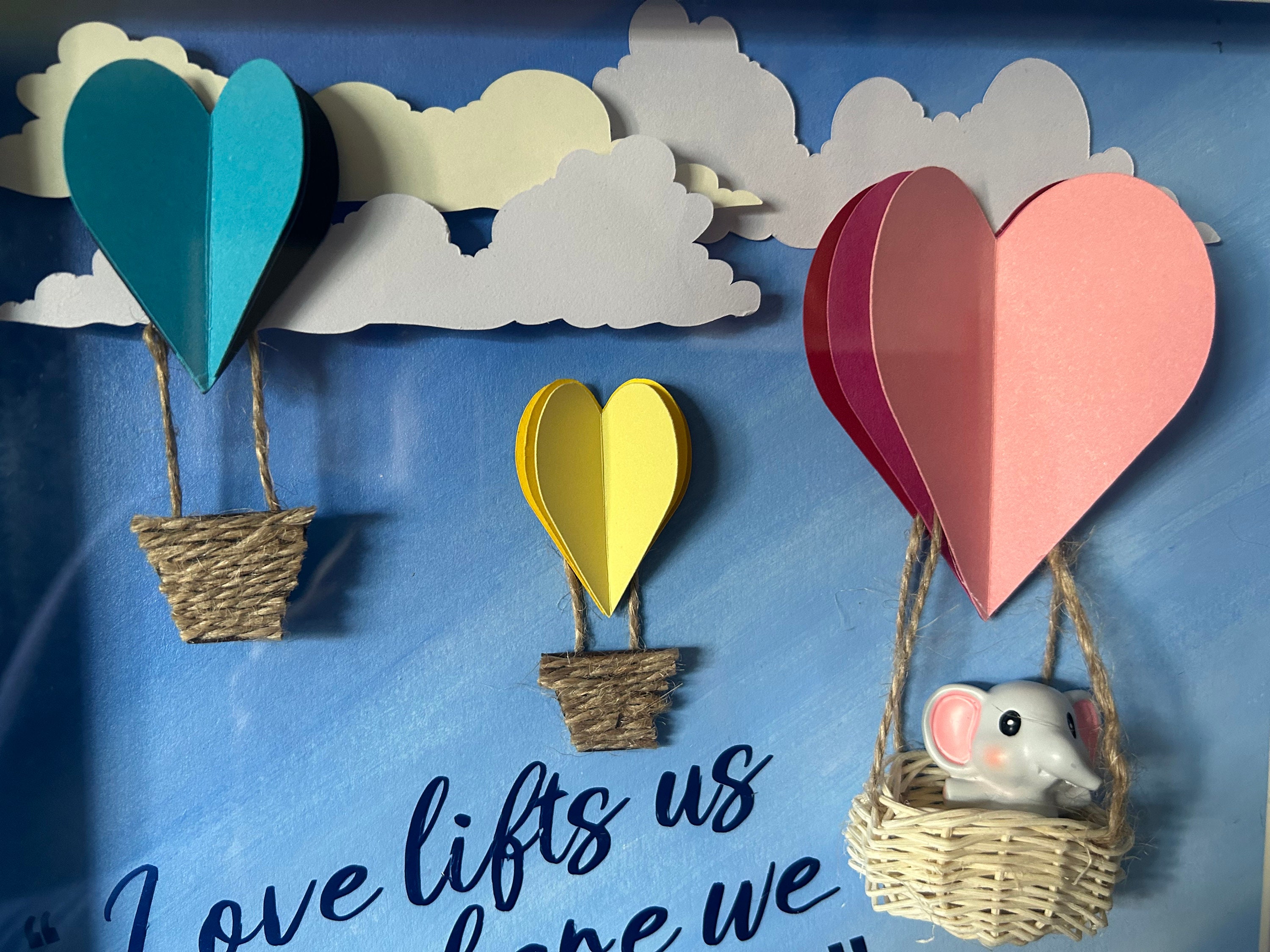 Love Hearts Hot Air Balloon Shadow Box - Etsy