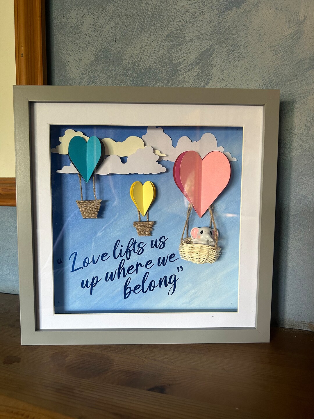 Love Hearts Hot Air Balloon Shadow Box - Etsy