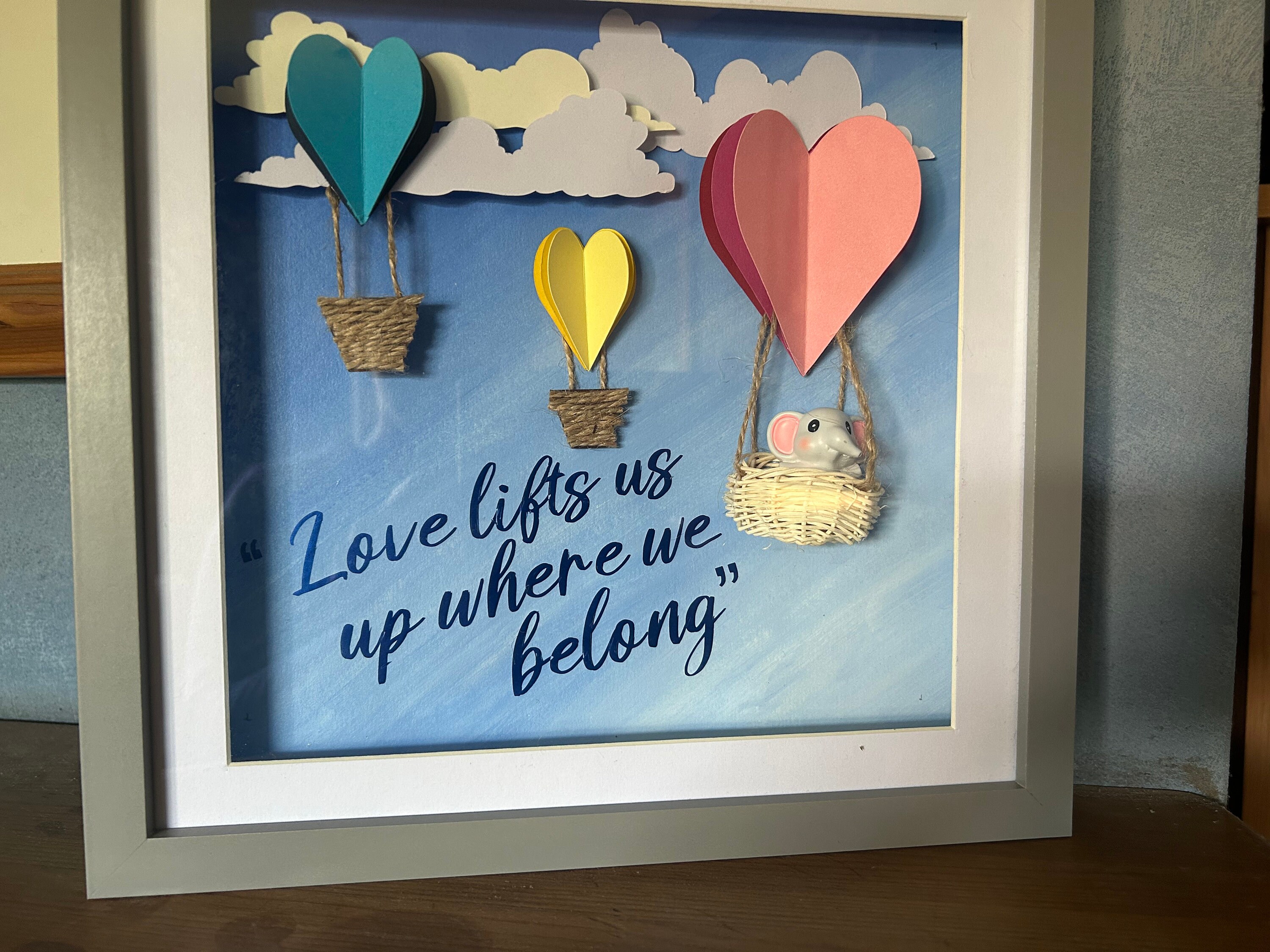 Love Hearts Hot Air Balloon Shadow Box - Etsy