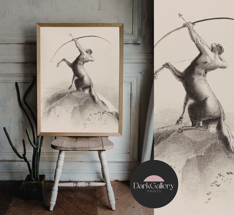 Vintage Centaur Sketch Mythology Digital Print Mythical Creature Art ...