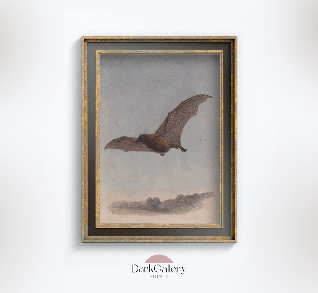 Antique Vampire Bat Painting Digital Print Dark Academia - Etsy