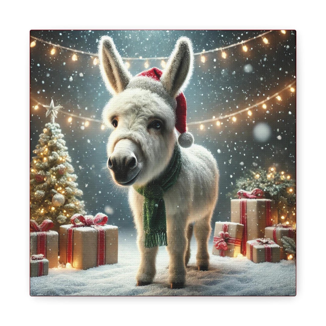 Donkey Christmas Snow Wonderland Canvas Print Magical Holiday Trees ...