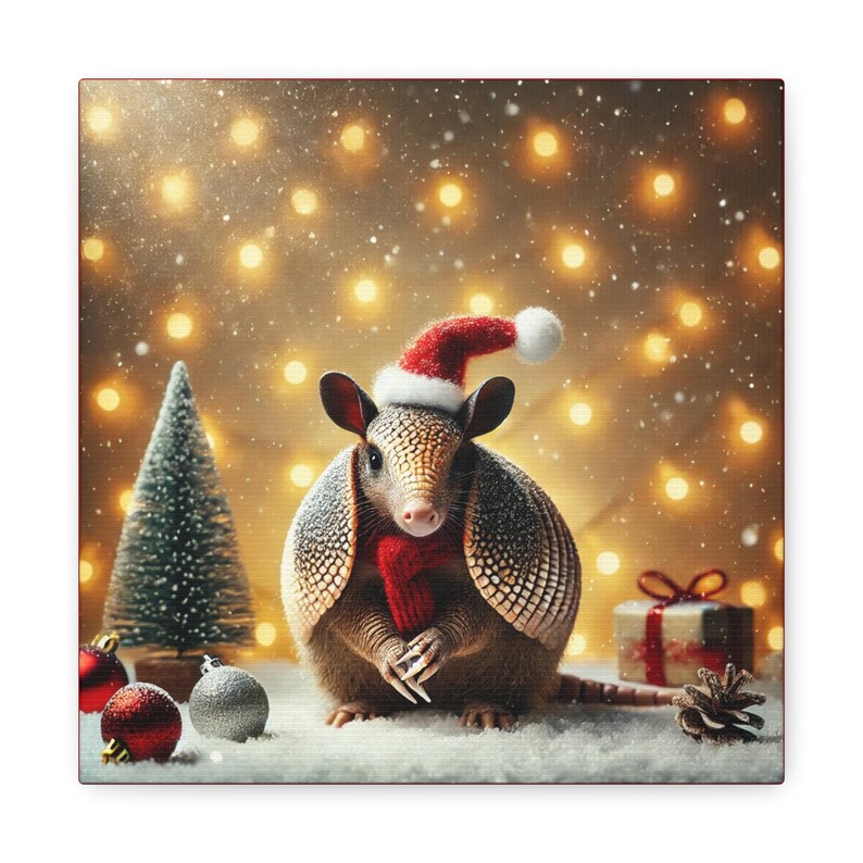 Armadillo Christmas Canvas Art: Winter Wonderland Holiday Decor - Etsy
