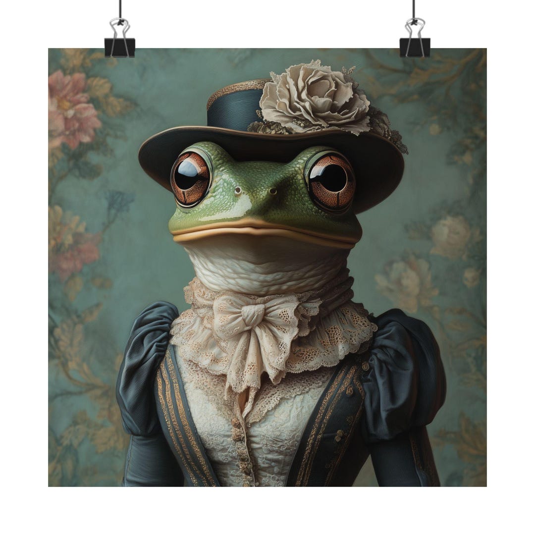Victorian Female Frog Painting Matte Vertical Poster, Vintage Artwork ...